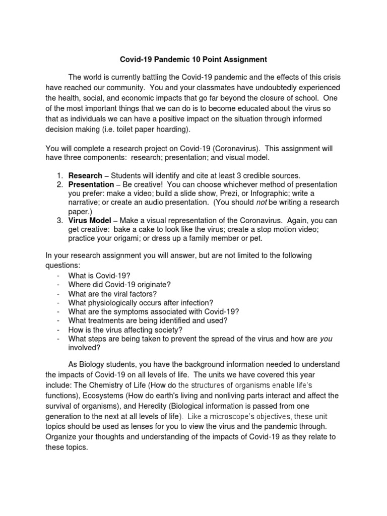 Covid-19 Pandemic 10 Point Assisgnment | PDF | Social Science