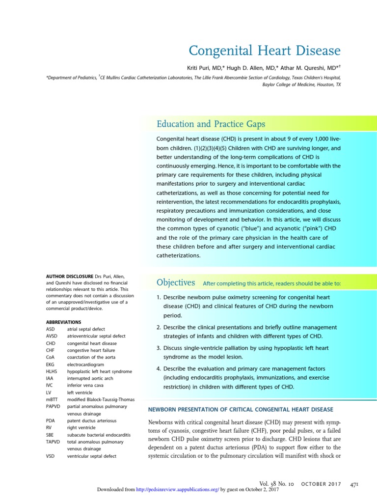 Congenital Heart Disease: Education and Practice Gaps | PDF | Heart ...