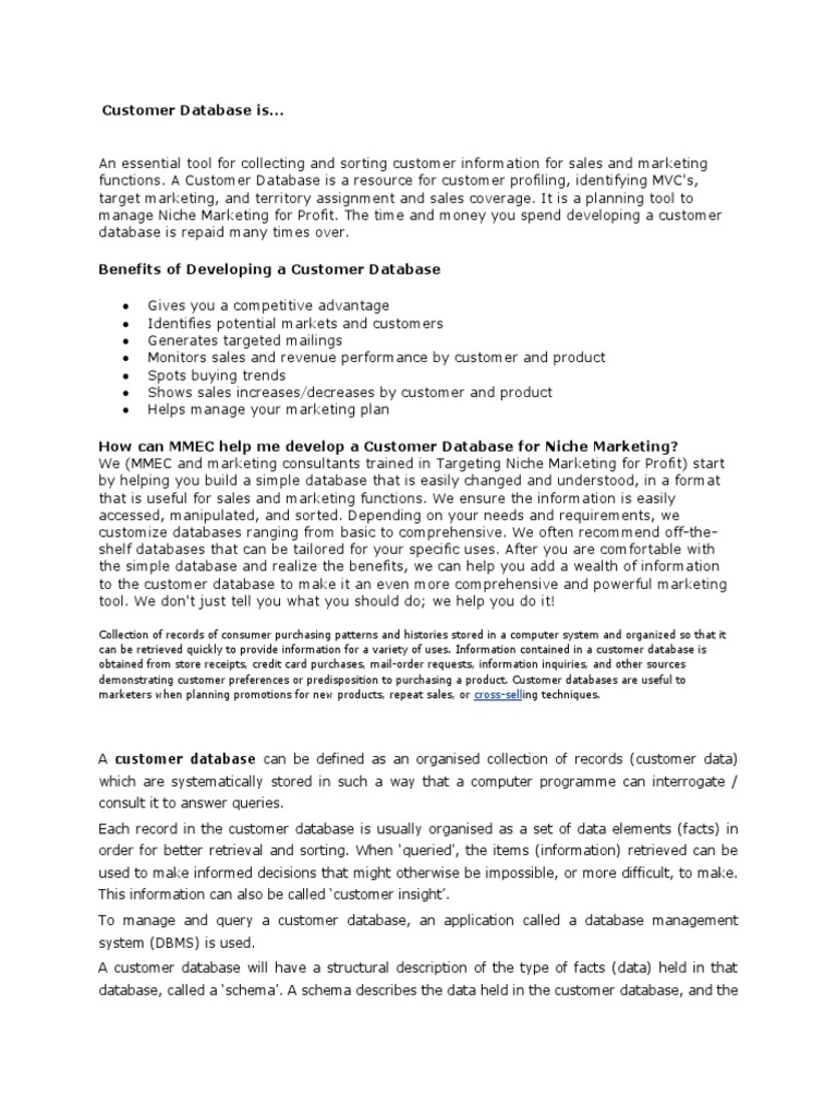 An Introduction to Customer Databases: Structure, Uses and Benefits for ...