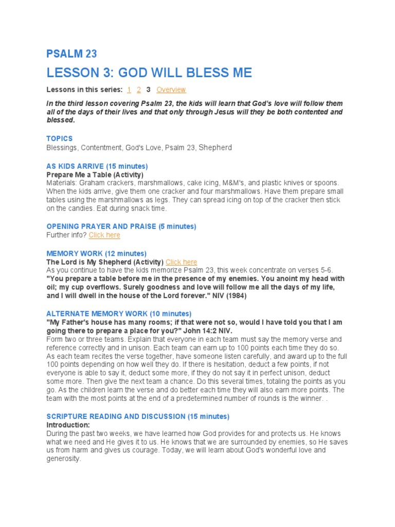 PSALM 23-Lesson 3 | PDF | David | Jesus