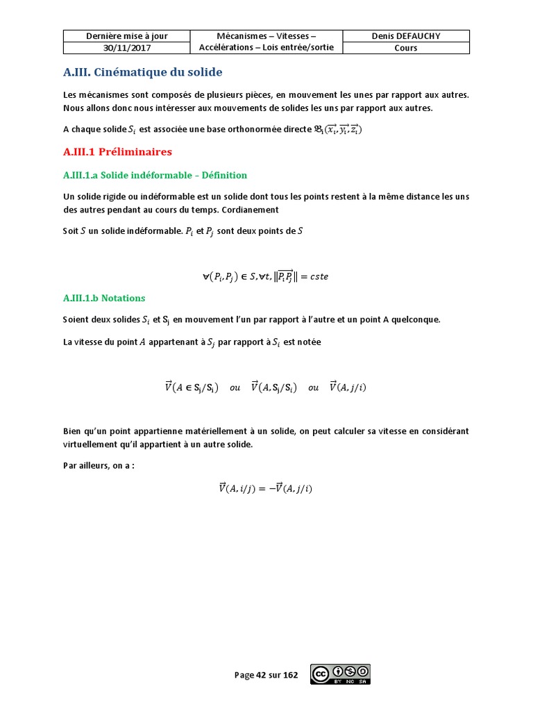 Cours Cinematique Du Solide | PDF | Mouvement de rotation | Norme (Mathématiques)
