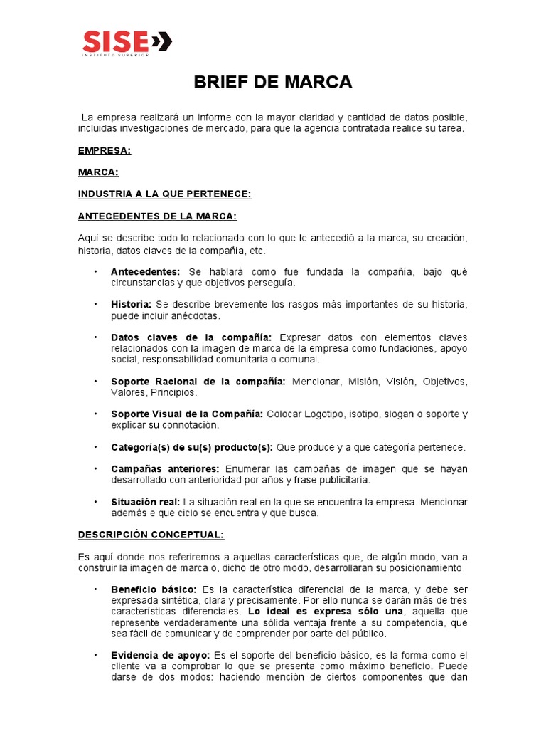 01 Brief de Marca | PDF | Marca | Publicidad
