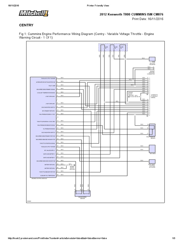 Cummins ISM CM876 Engine Performance Wiring Diagram | PDF | Throttle ...