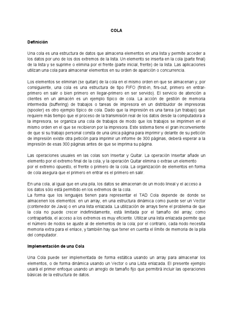 15 - Estructuras de Datos - Colas | PDF | Estructura de datos de matriz ...