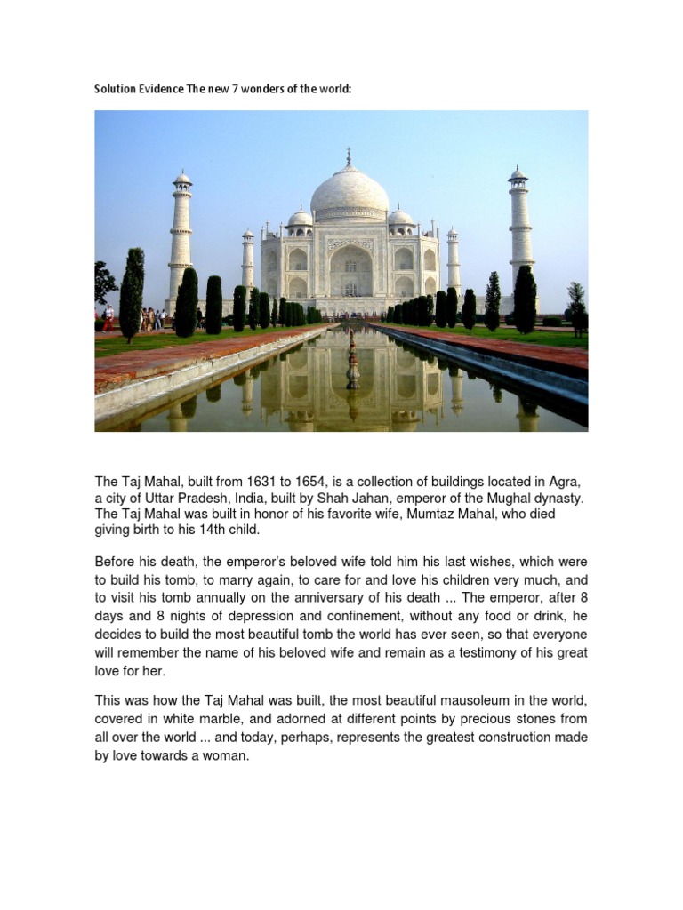 Taj Mahal: A New Wonder of the World | PDF