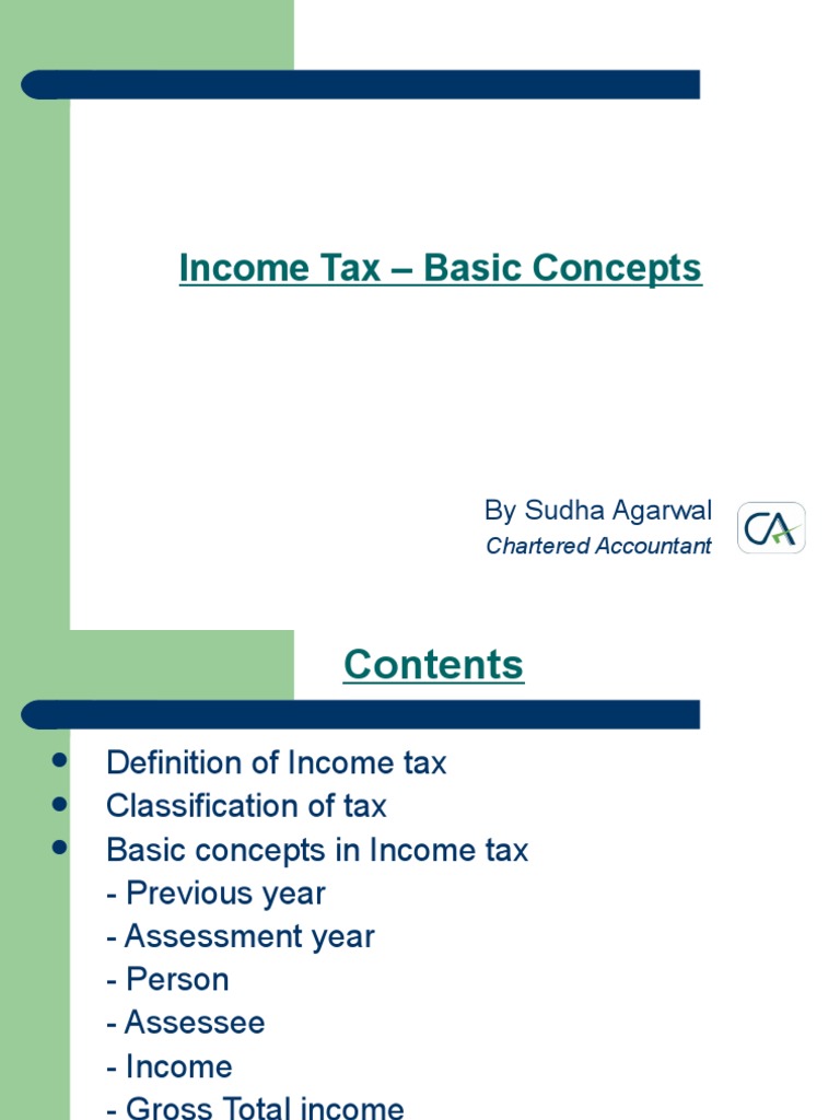 Income Tax - Basic Concepts: by Sudha Agarwal | PDF | Taxes | Income Tax