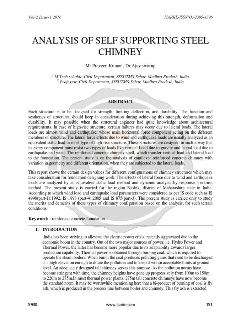 Analysis of Self Supporting Steel Chimney of Self Supporting Steel ...