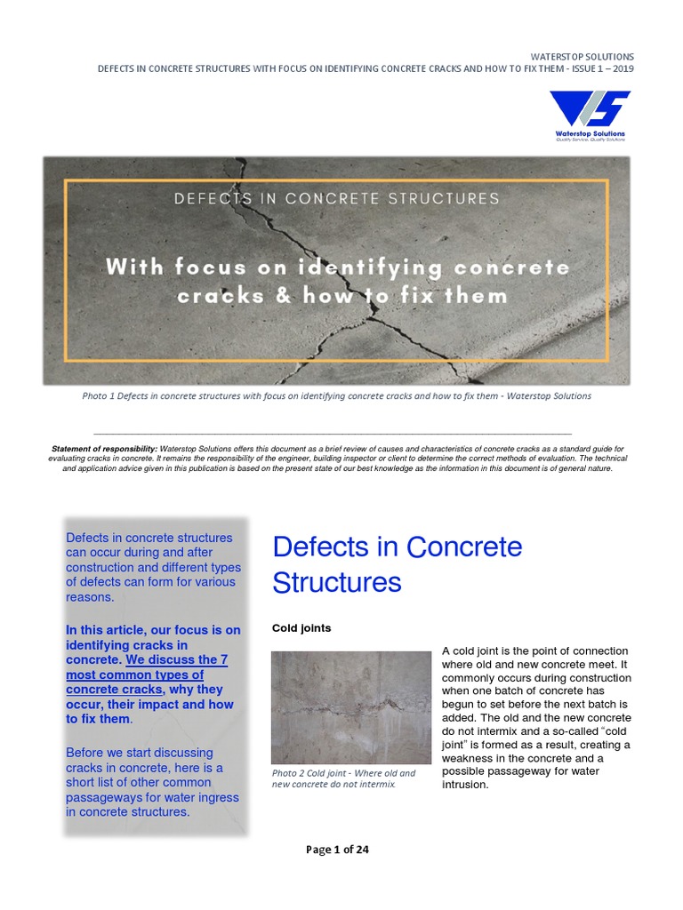 Defects in Concrete Structures With Focus On Identifying Concrete ...