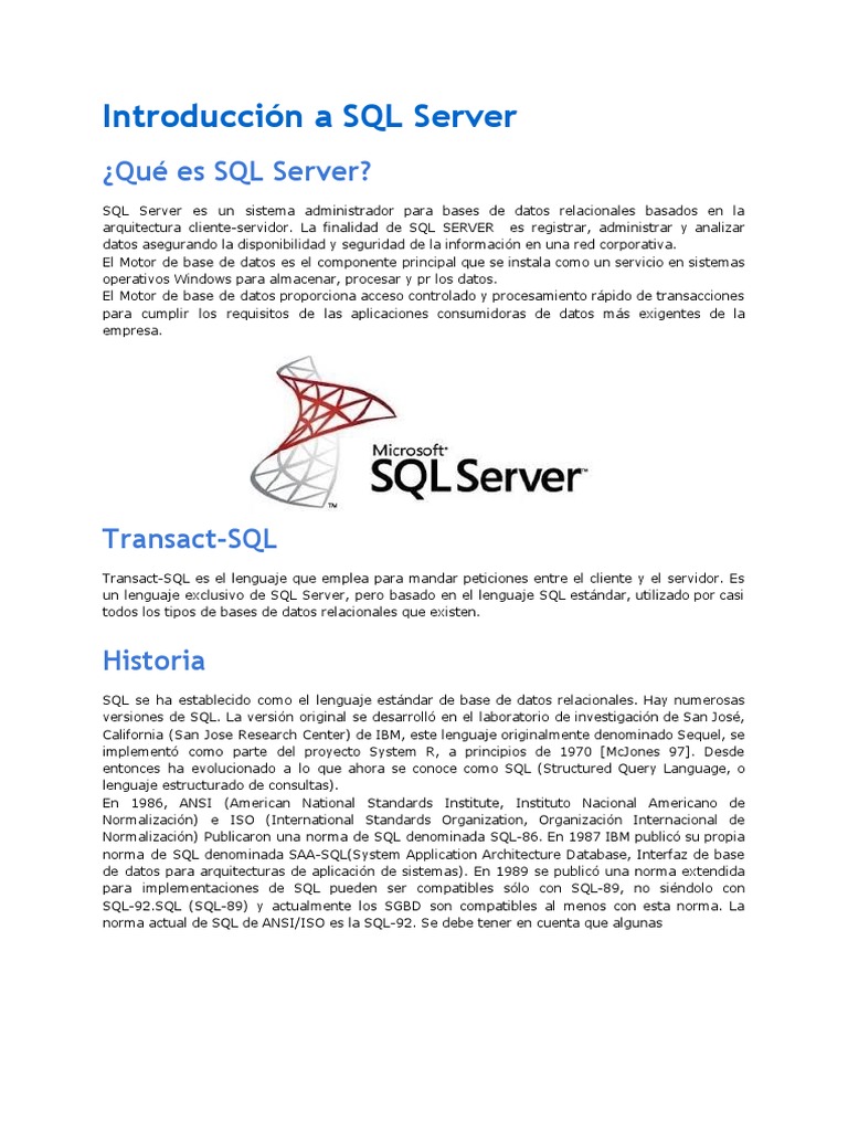 01 - Manual Alumno - Introducción A SQL Server 2017 PDF | PDF | SQL | Servidor SQL de Microsoft