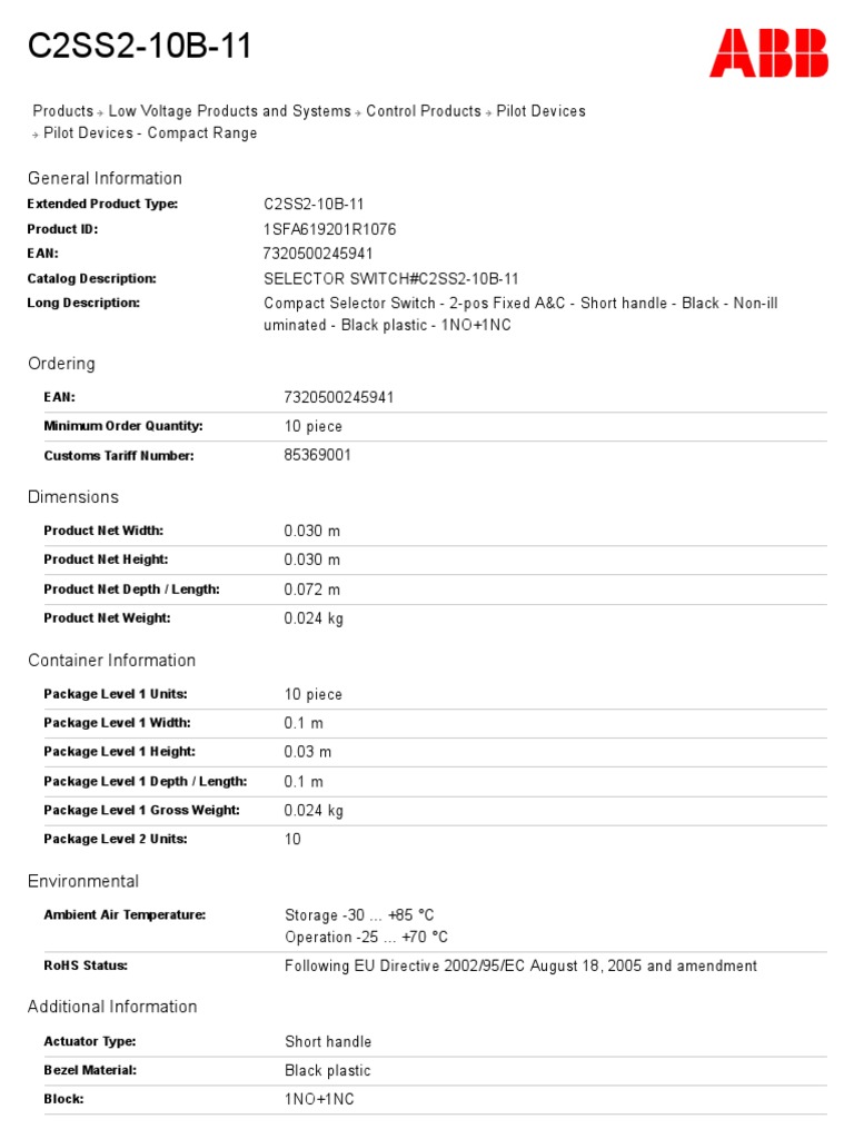 C2SS2-10B-11: General Information | PDF | Switch | Electrical Engineering