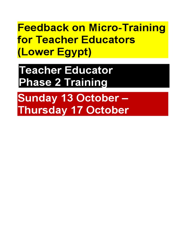 Phase 2 Training - Micro-Teaching Feedback Report (2019) | PDF ...