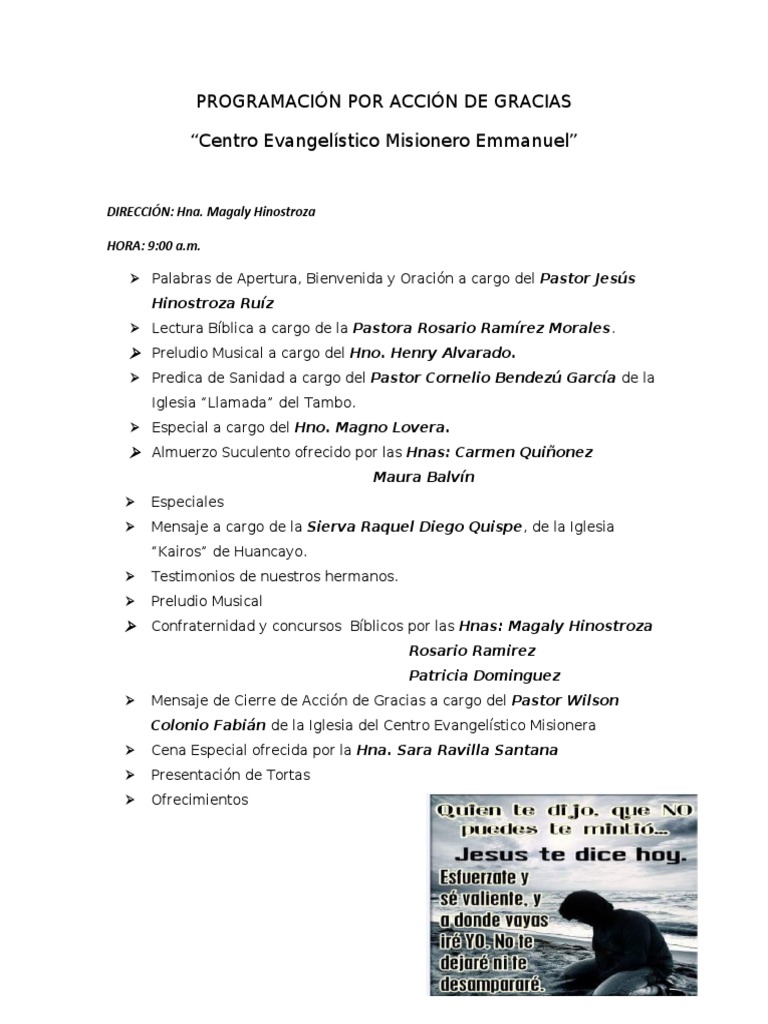 Programa de Acción de Gracias 2023 | PDF