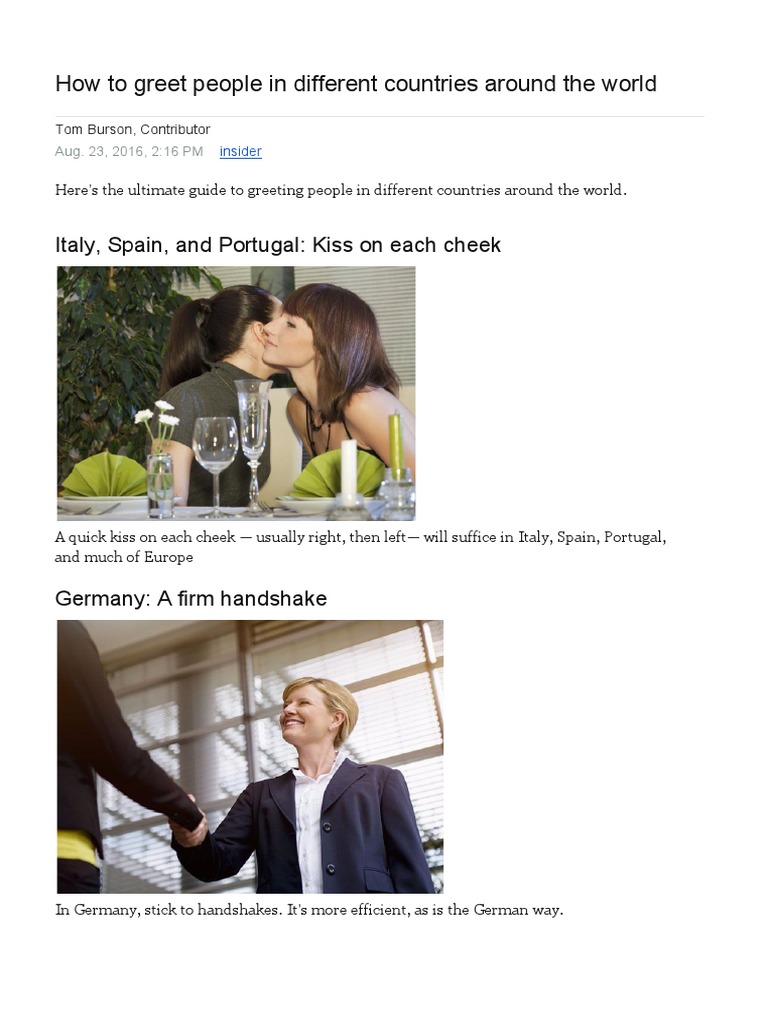 How To Greet People Around The World | PDF | Foreign Language Studies ...