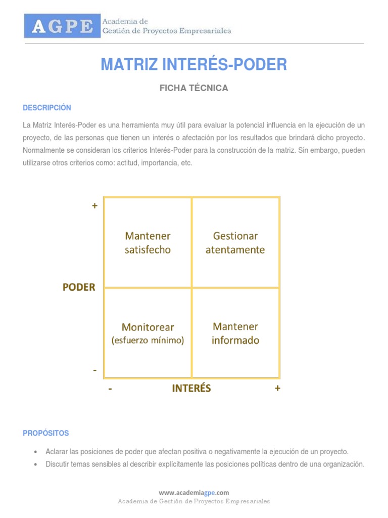 MATRIZ INTERES PODER Ficha | PDF | Actitud (psicología) | Business
