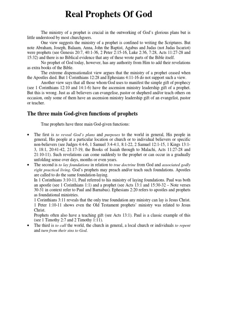 Understanding the Role of Prophets | PDF | Prophet | John The Baptist