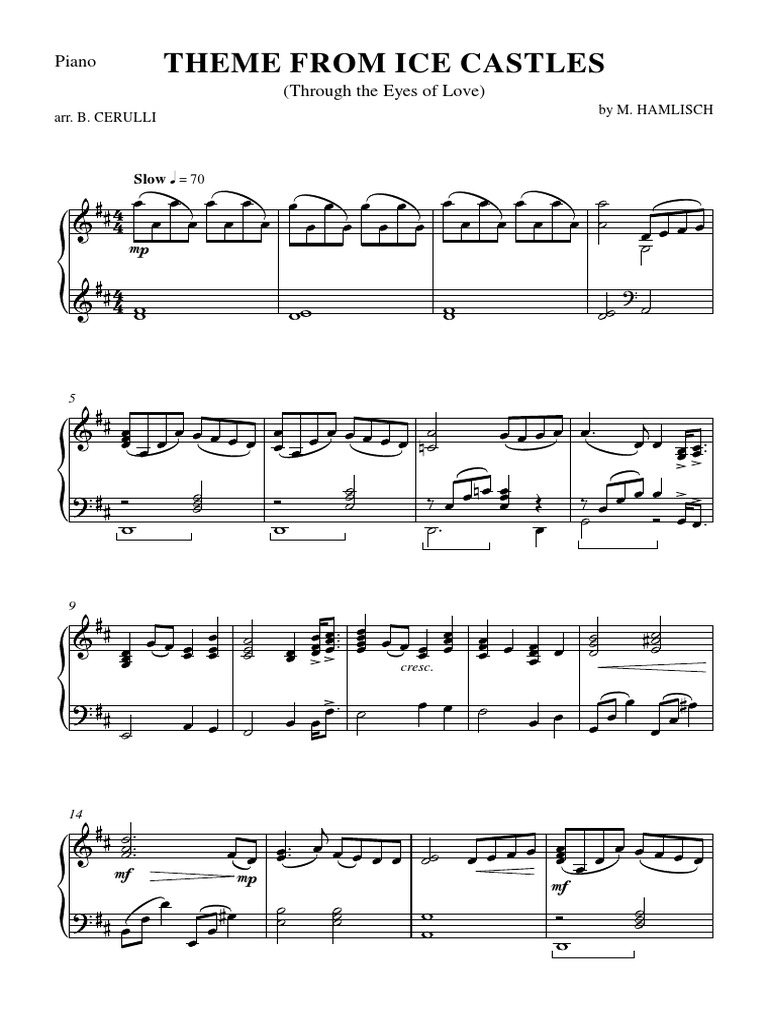 Piano - Sheet - Theme From Ice Castles Piano PDF | PDF