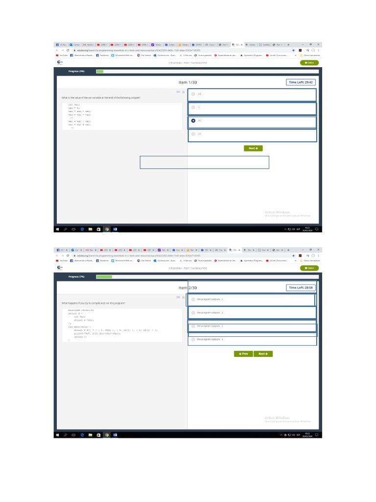 C Essentials - PART 1 SUMMARY TEST | PDF