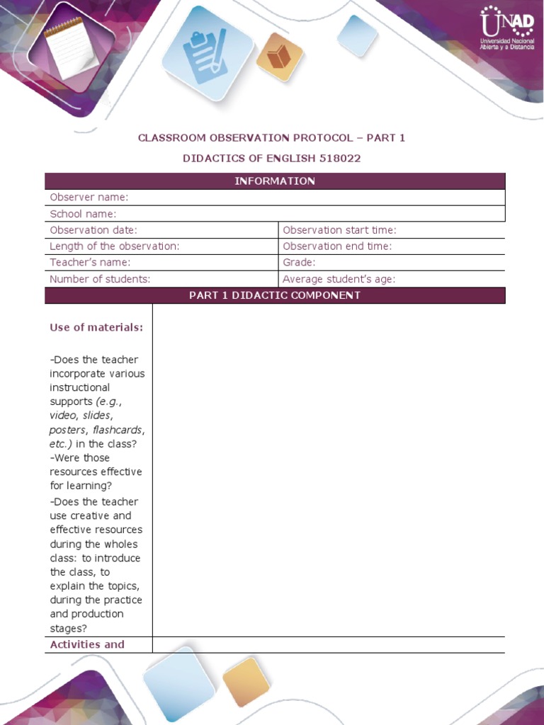 Classroom Observation Protocol Guide | PDF | Teachers | Pedagogy
