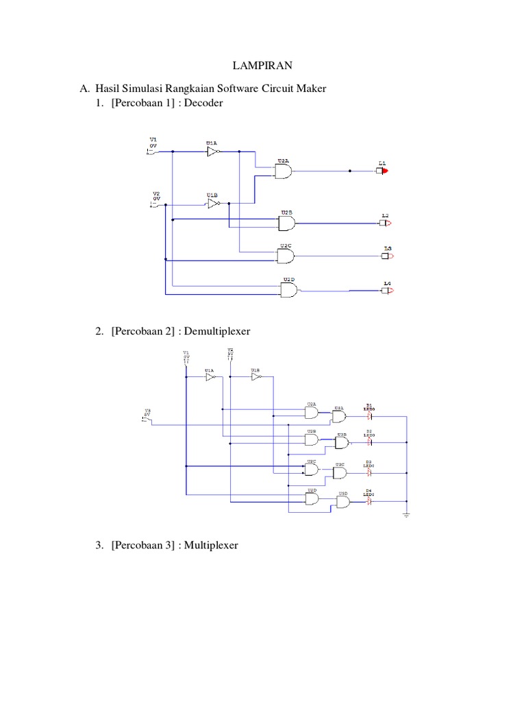 Hasil Simulasi Rangkaian Decoder, Demultiplexer, Multiplexer | PDF