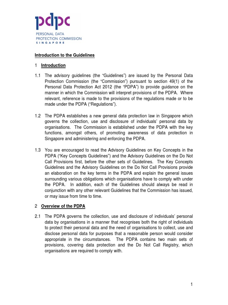 Singapore PDPA Guidelines Overview | PDF | Information Privacy ...