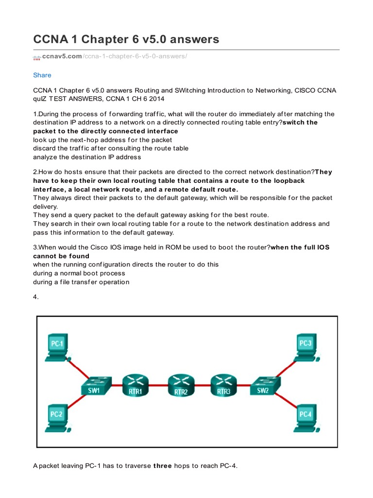ccna 1 Chapter 6 v5 0 Answers | PDF | Router (Computing) | Internet Protocols