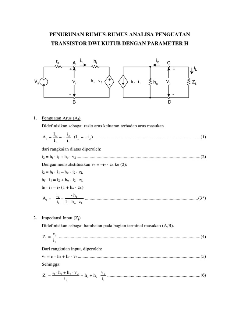 RUMUS-RUMUS PENTING PENALISAN TRANSISTOR DWI KUTUB | PDF