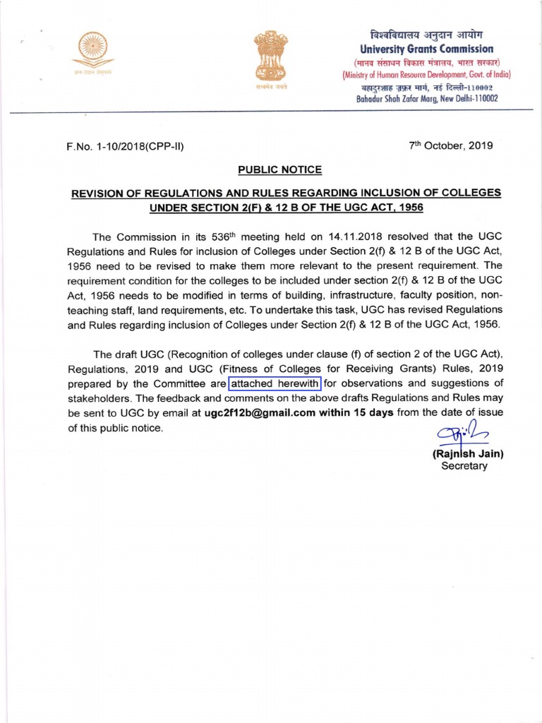 UGC College Recognition Rules 2019 | PDF | Government Information | Justice