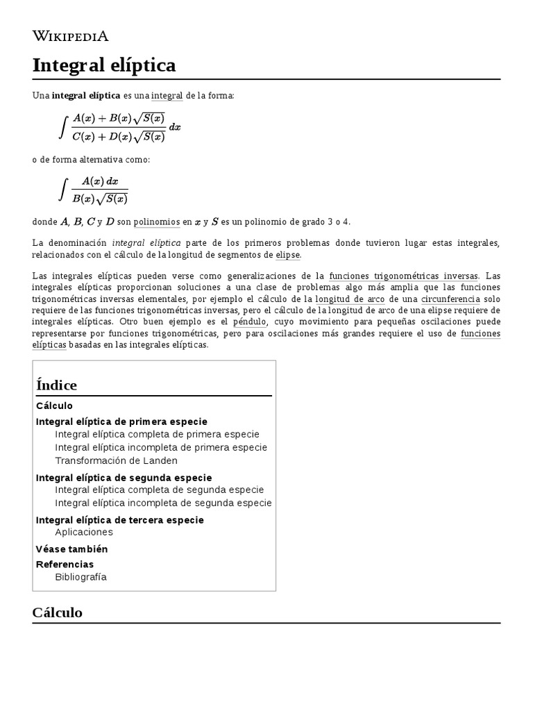 Integral Elíptica | PDF | Matemáticas discretas | Funciones especiales