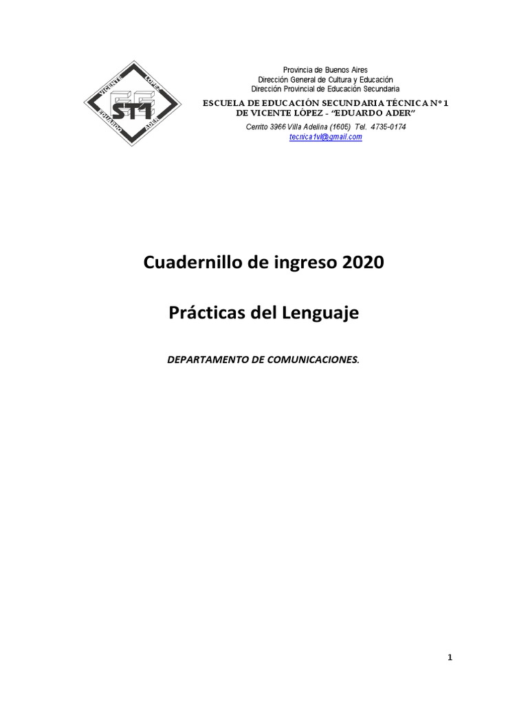 Cuadernillo de Ingreso de Prácticas Del Lenguaje. E.e.s.t.n°1 2020 | PDF | Orfeo | Cuentos