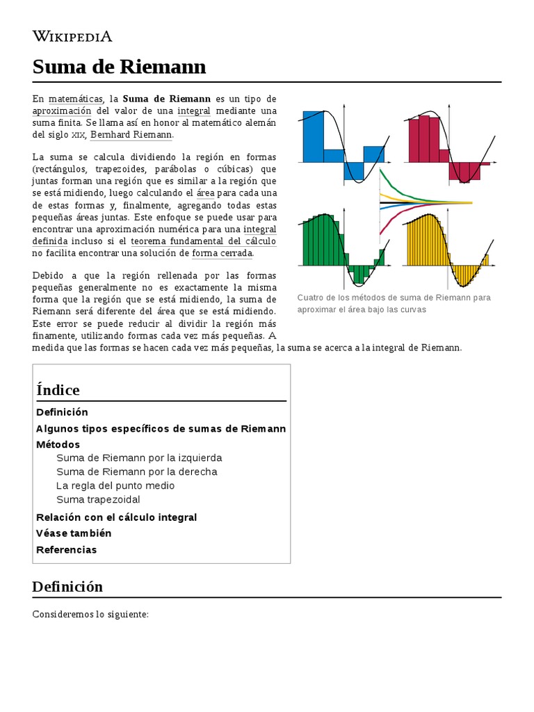 Suma de Riemann | PDF | Integral | Zona