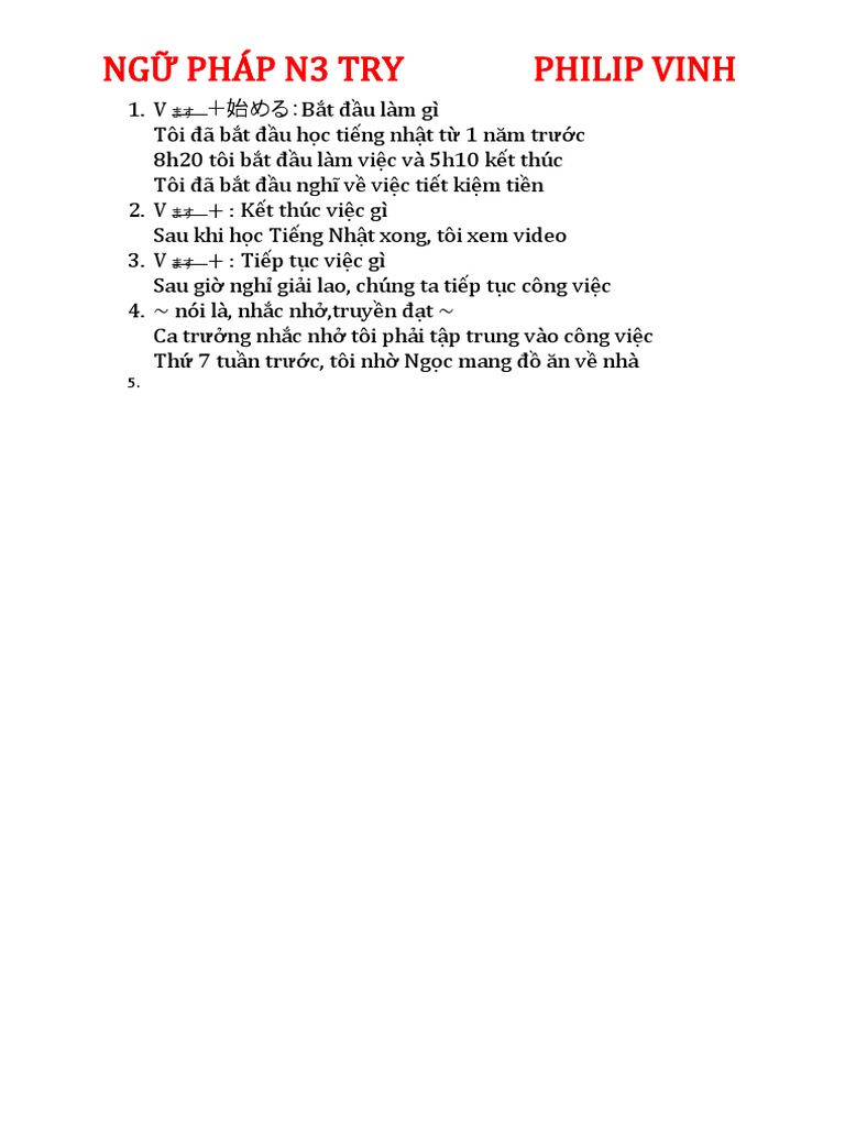 Ngữ Pháp TRY N3 | PDF