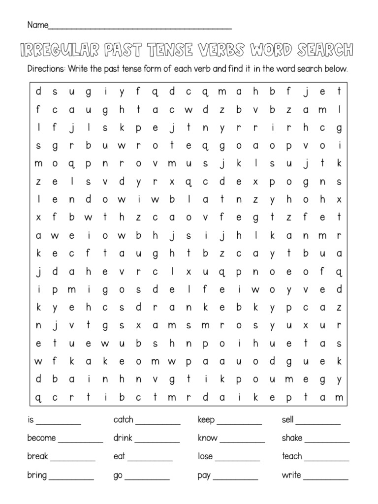 Irregular Past Tense Verbs Word Search | PDF | Grammatical Tense | Grammar