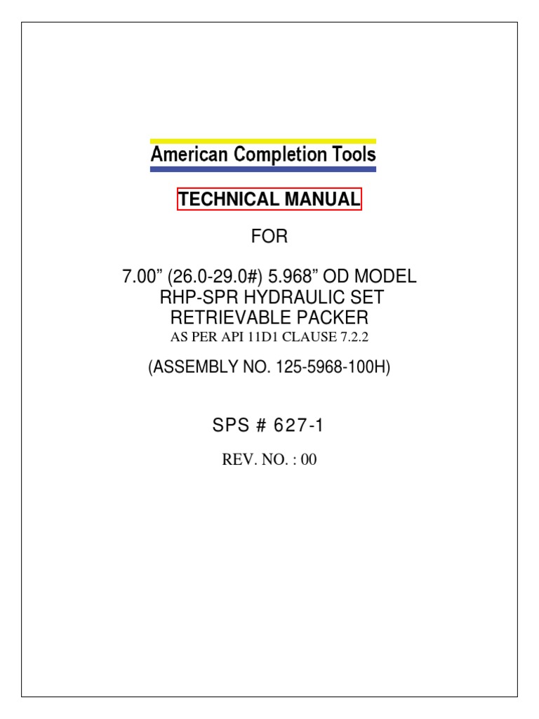 ACT 7 Packer Technical Manual | PDF | Pipe (Fluid Conveyance) | Screw