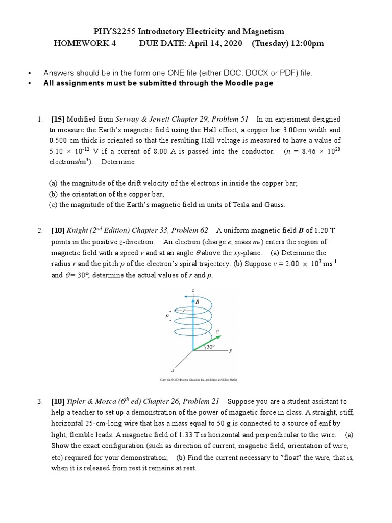 PHYS2255 Introductory Electricity and Magnetism HOMEWORK 4 DUE DATE ...