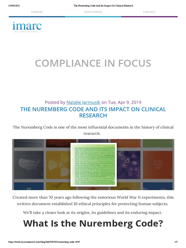 The Nuremberg Code and Its Impact On Clinical Research | PDF ...