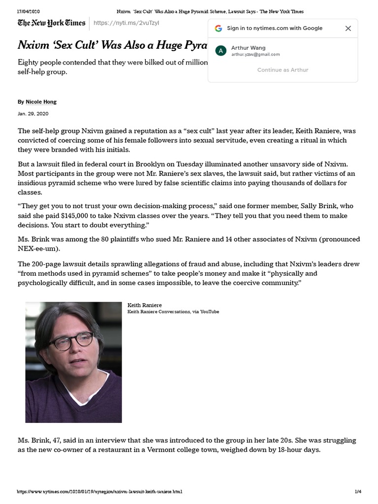 Nxivm: Pyramid Scheme and Abuse Allegations | PDF | Violence | Prosecution