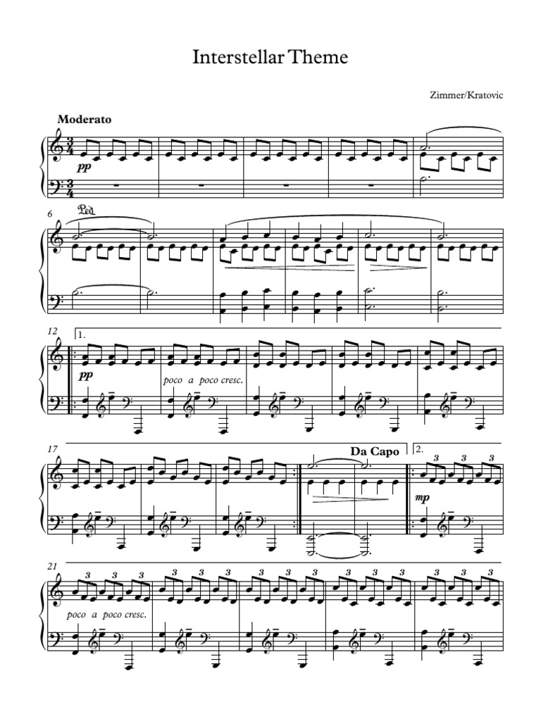 Sheet Interstellar Main Theme-Hans Zimmer PDF | PDF