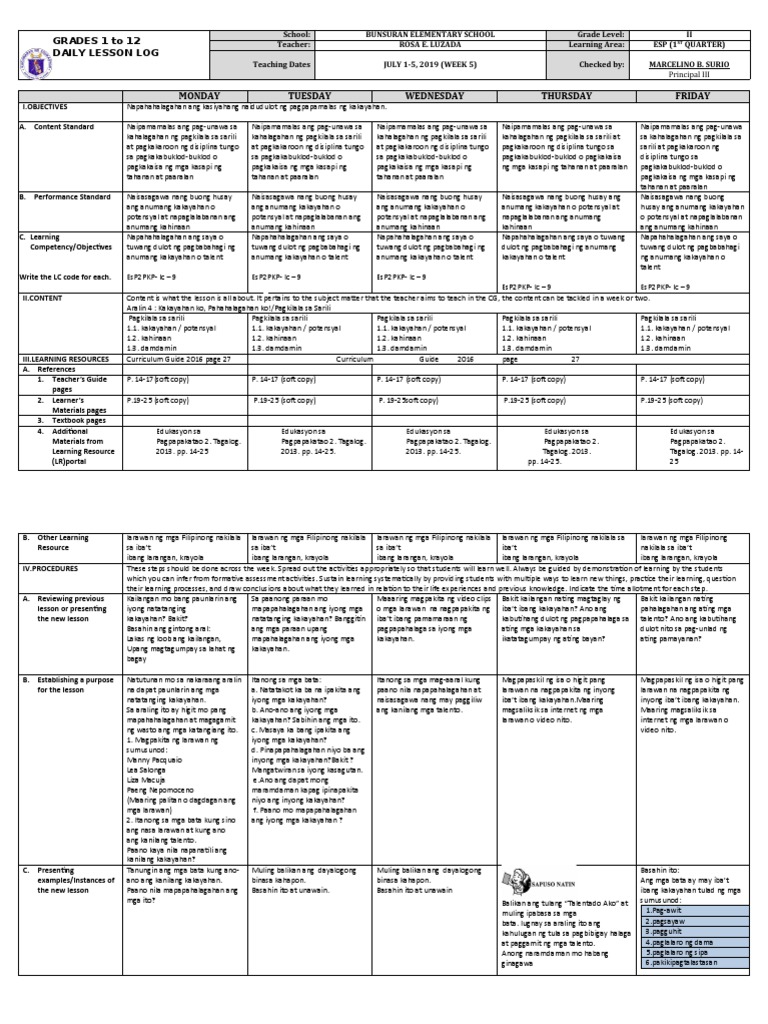 DLL - Esp 2 - Q1 - W4 | PDF