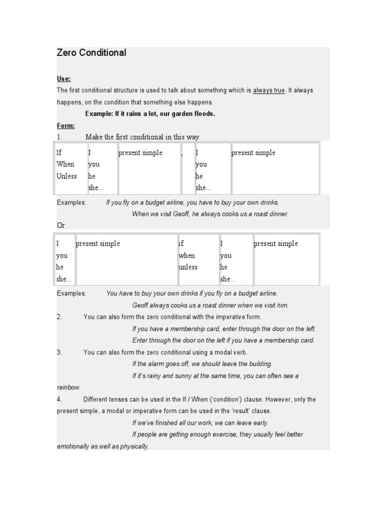 Understanding Zero Conditional Structure | PDF