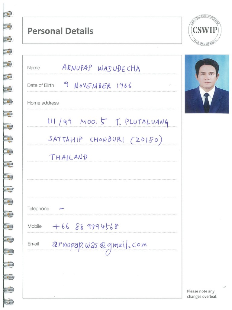 Log Book Cswip 3 1 Renewal MR Arnupap Wasudecha PDF | PDF