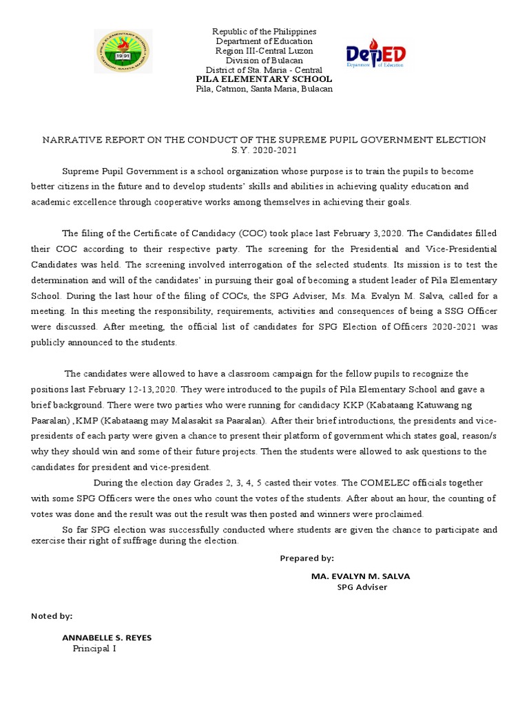 PILA ES Narrative-Report-On-Spg-2020 | PDF | Elections | Government