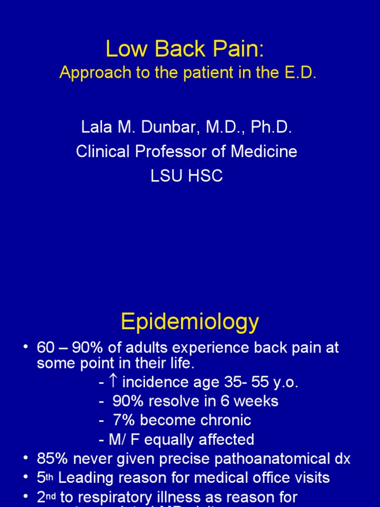 Low Back Pain:: Approach To The Patient in The E.D | PDF | Low Back ...
