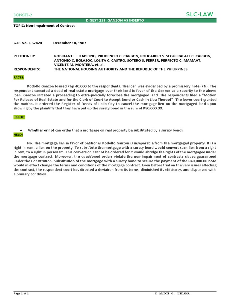 CONSTI-2 - DIGEST - 211 - Ganzon v. Inserto | PDF