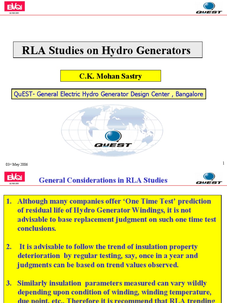 RLA Studies On Hydro Generators: C.K. Mohan Sastry | PDF | Inductor ...