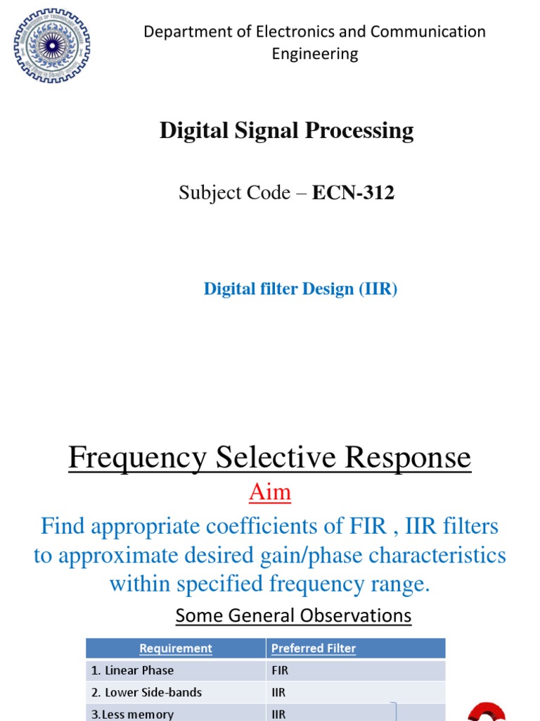 Digital Signal Processing: Subject Code - ECN-312 | PDF | Filter (Signal Processing ...