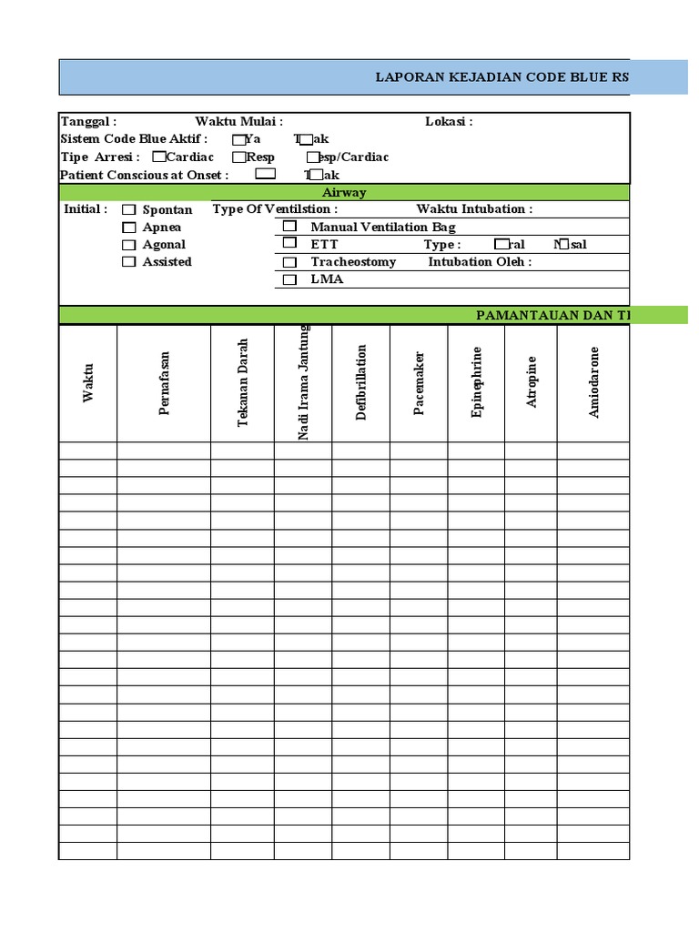 Form Pencatatan Code Blue | PDF