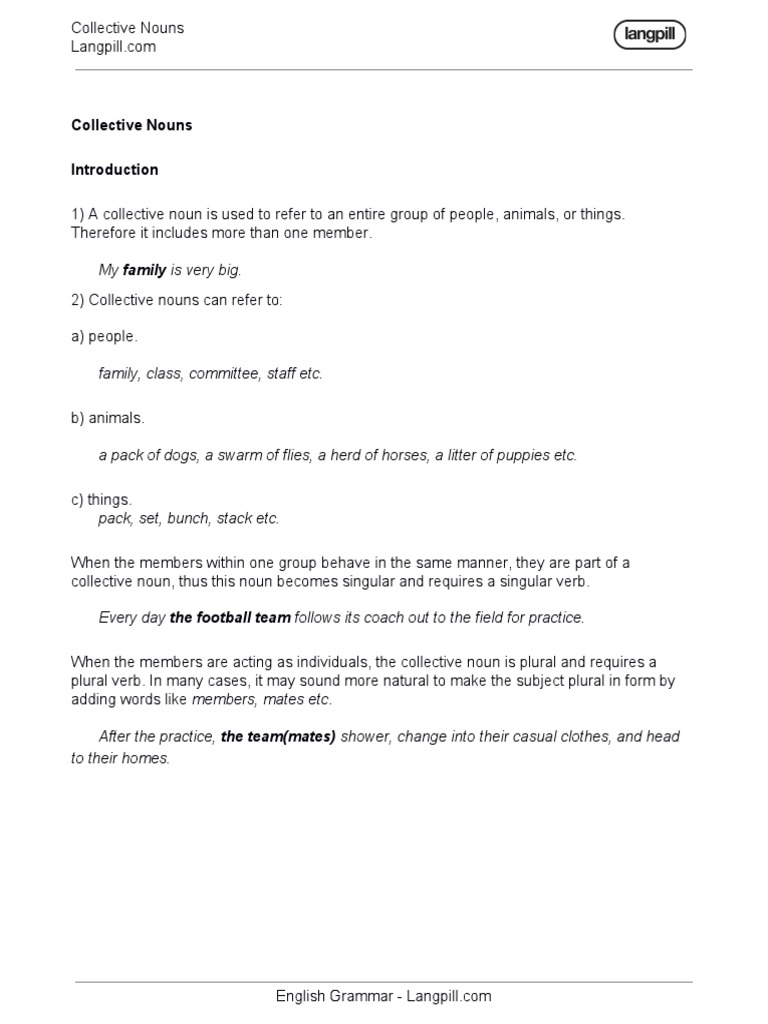 1.1 3. (Textbook) Collective Nouns PDF | PDF | Plural | Grammatical Number