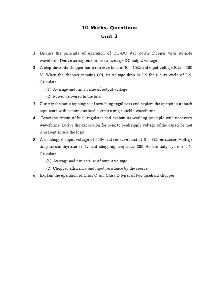 10 Marks-Questions Unit 3 | PDF | Teaching Methods & Materials ...