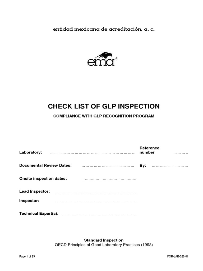 Check List of GLP Inspection: Entidad Mexicana de Acreditación, A. C ...