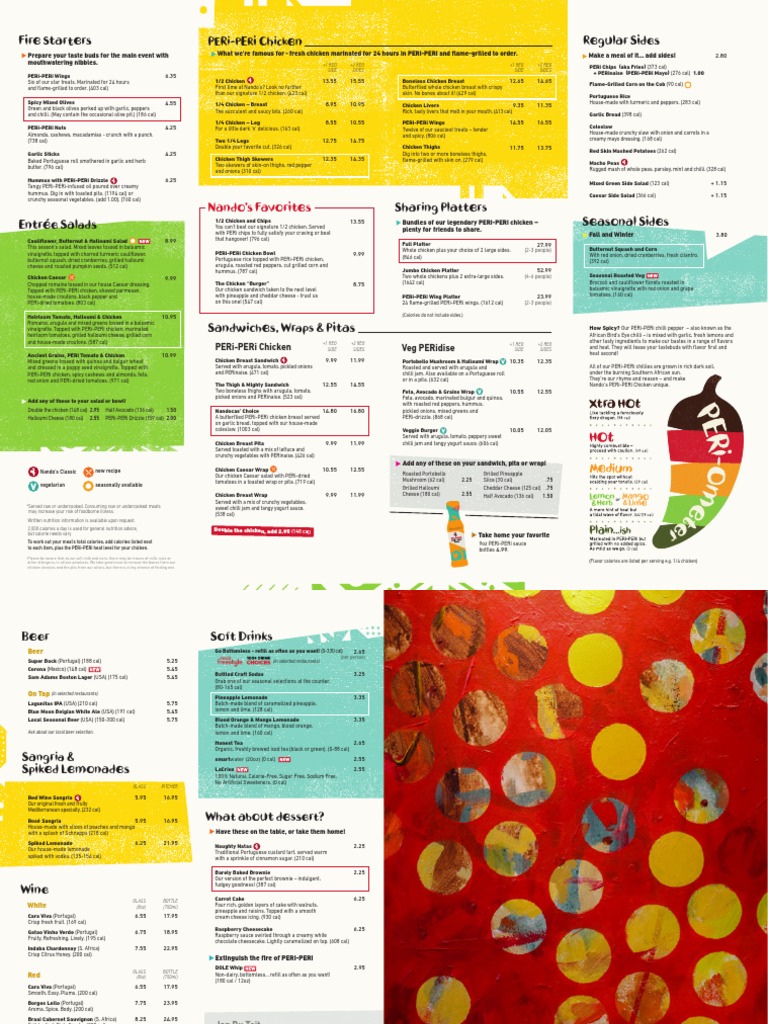 Nando S Favorites Peri Peri Chicken Fire Starters Regular Sides PDF Salad Lemonade